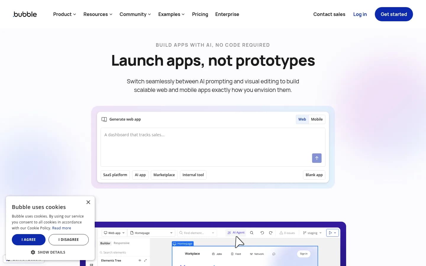 Bubble landing page