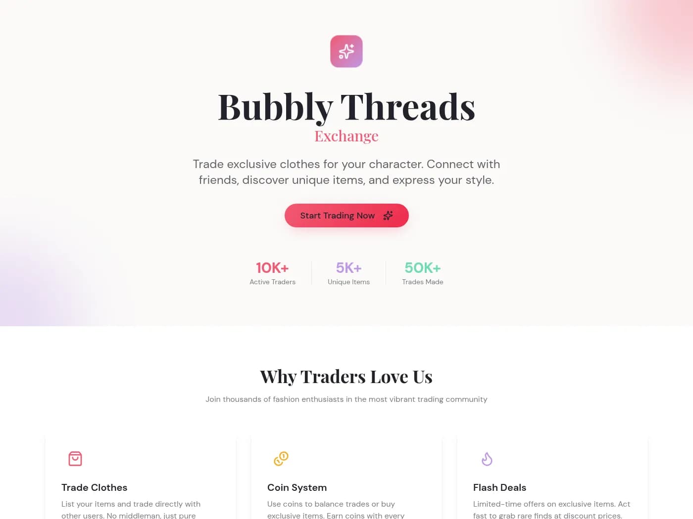 Bubbly Threads Exchange