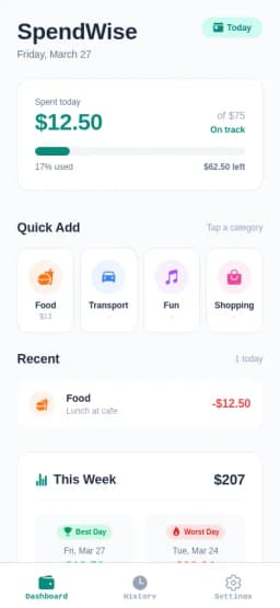 SpendWise Mobile Budget