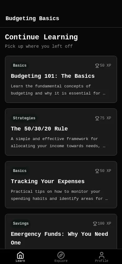 Budgeting Basics Mobile