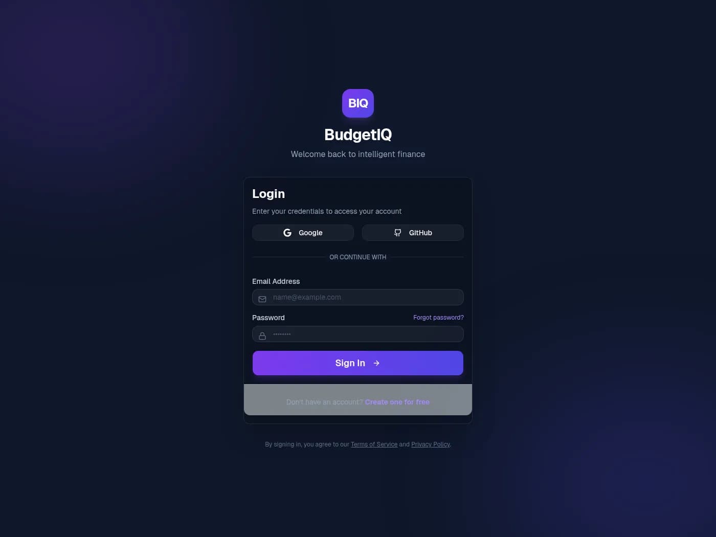 BudgetIQ Dashboard