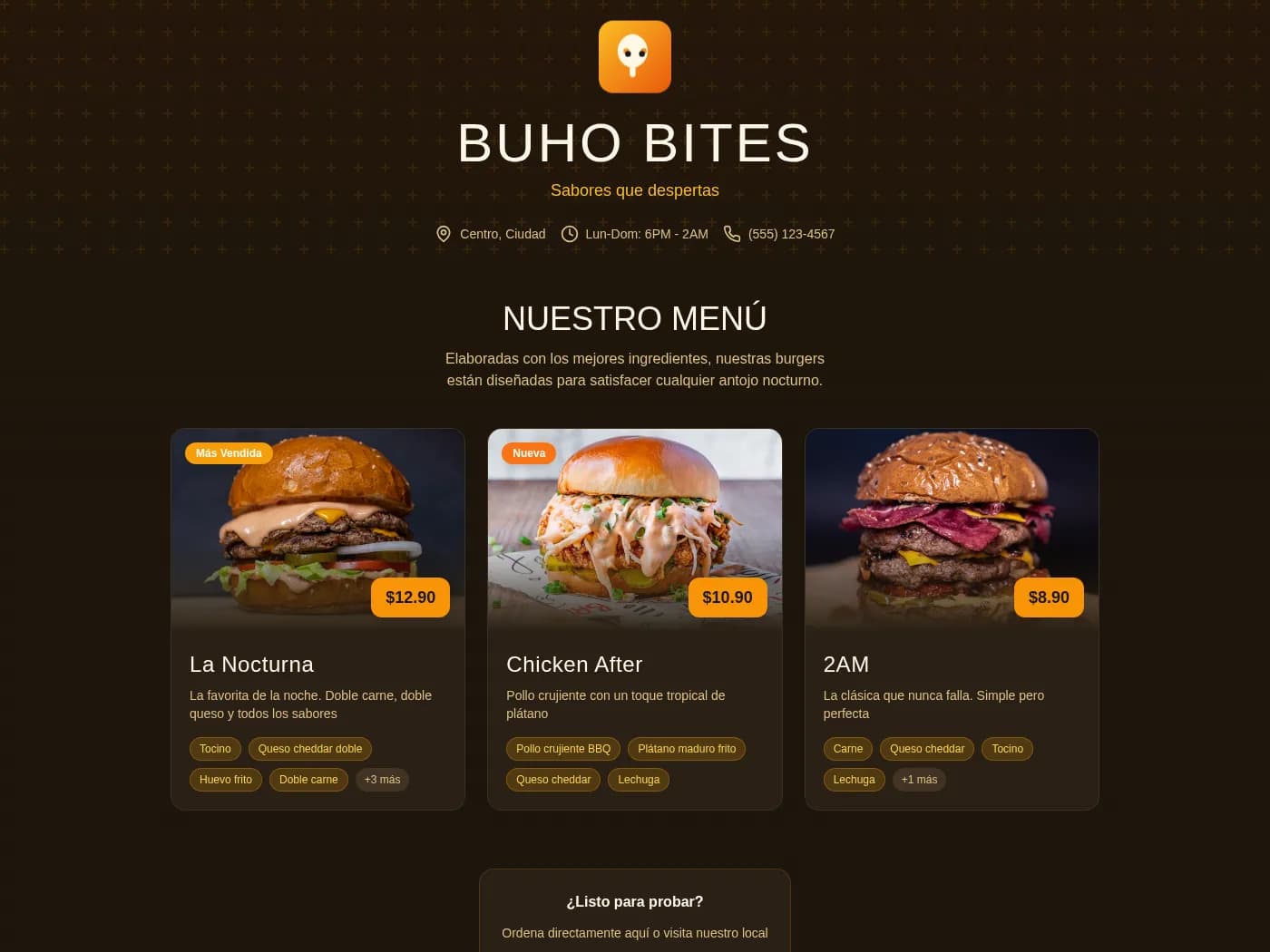 Buho Bites QR Menu