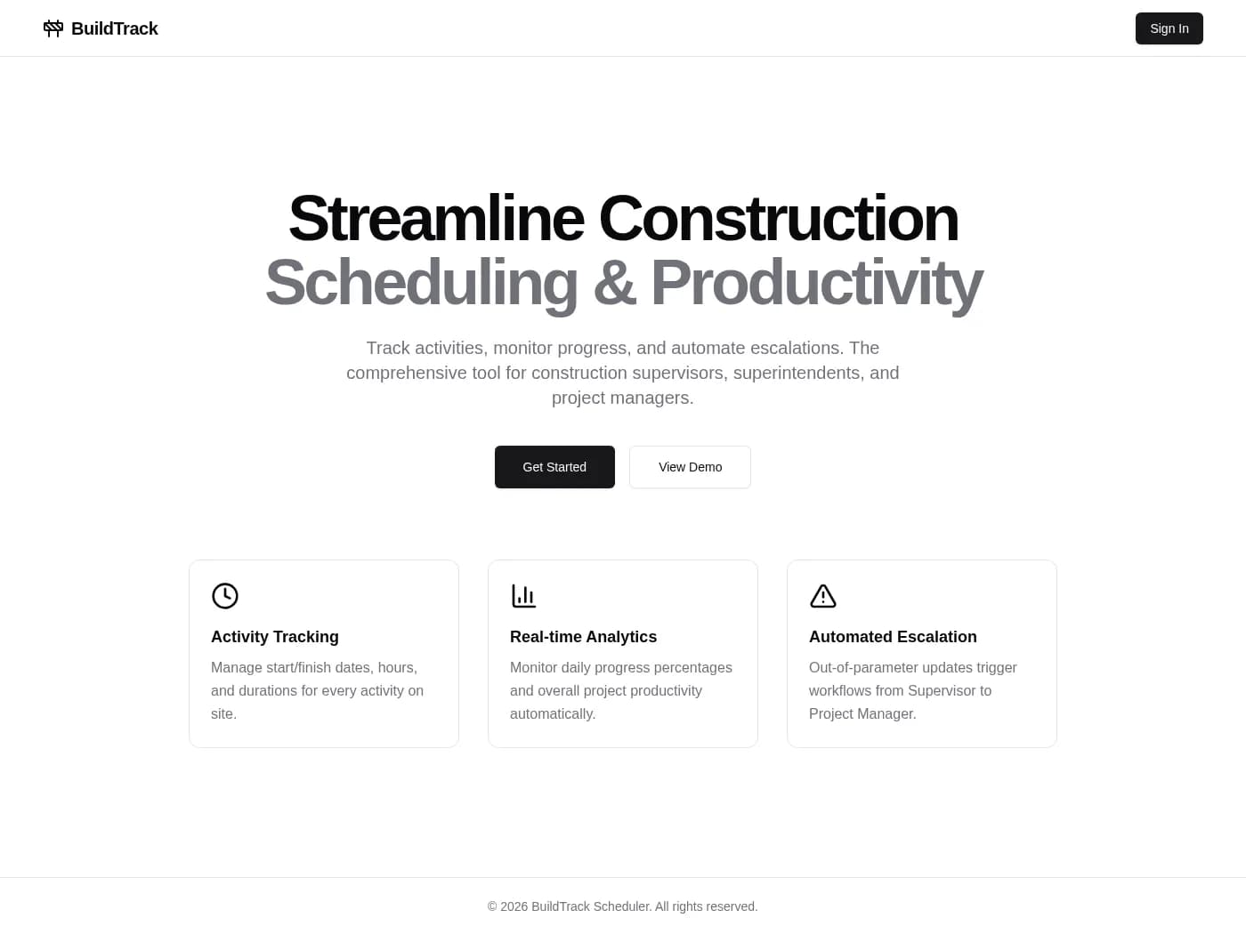 BuildTrack Scheduler