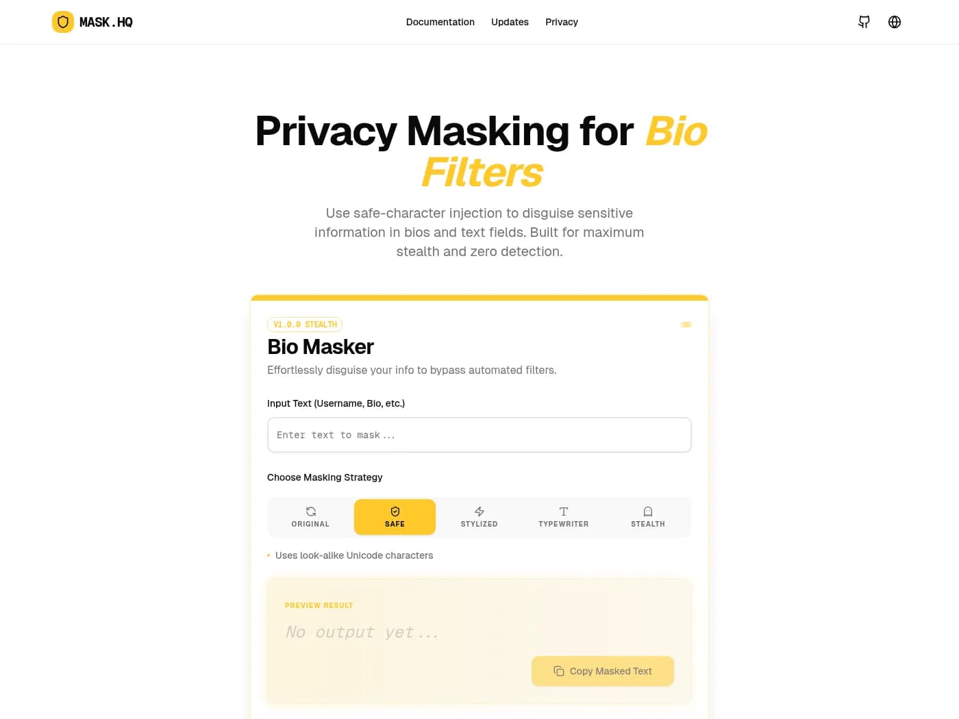 Bumble Safe Username Mask