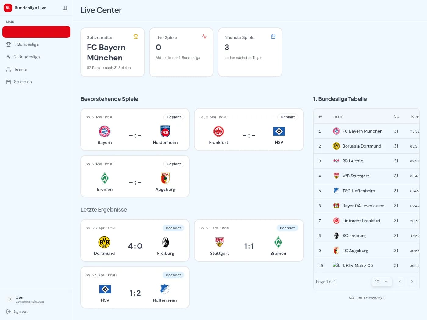 Bundesliga Live Center
