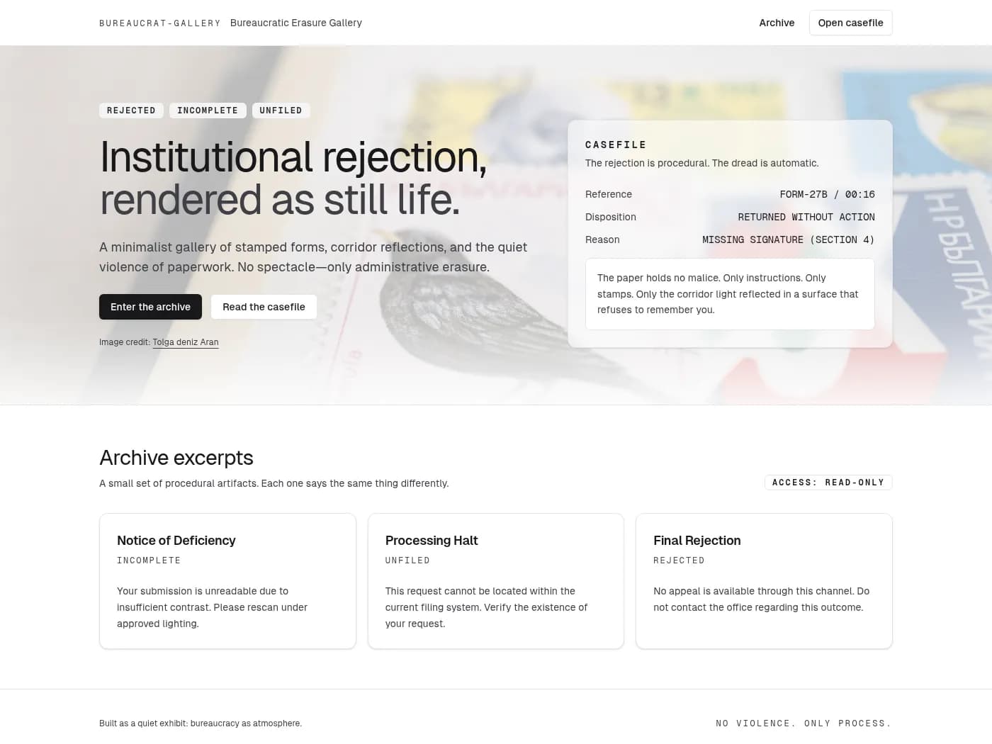 Bureaucratic Erasure Gallery