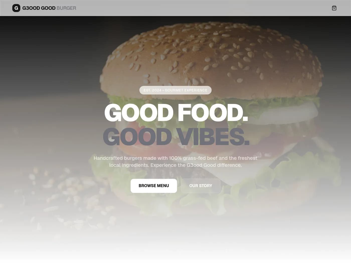G3ood Good Burger Menu