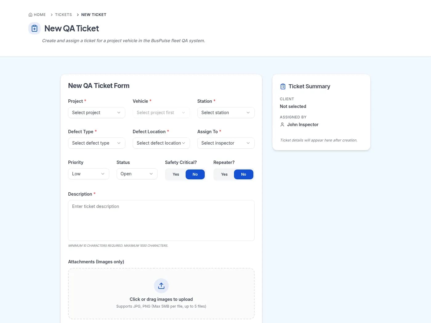 BusPulse New Ticket UI