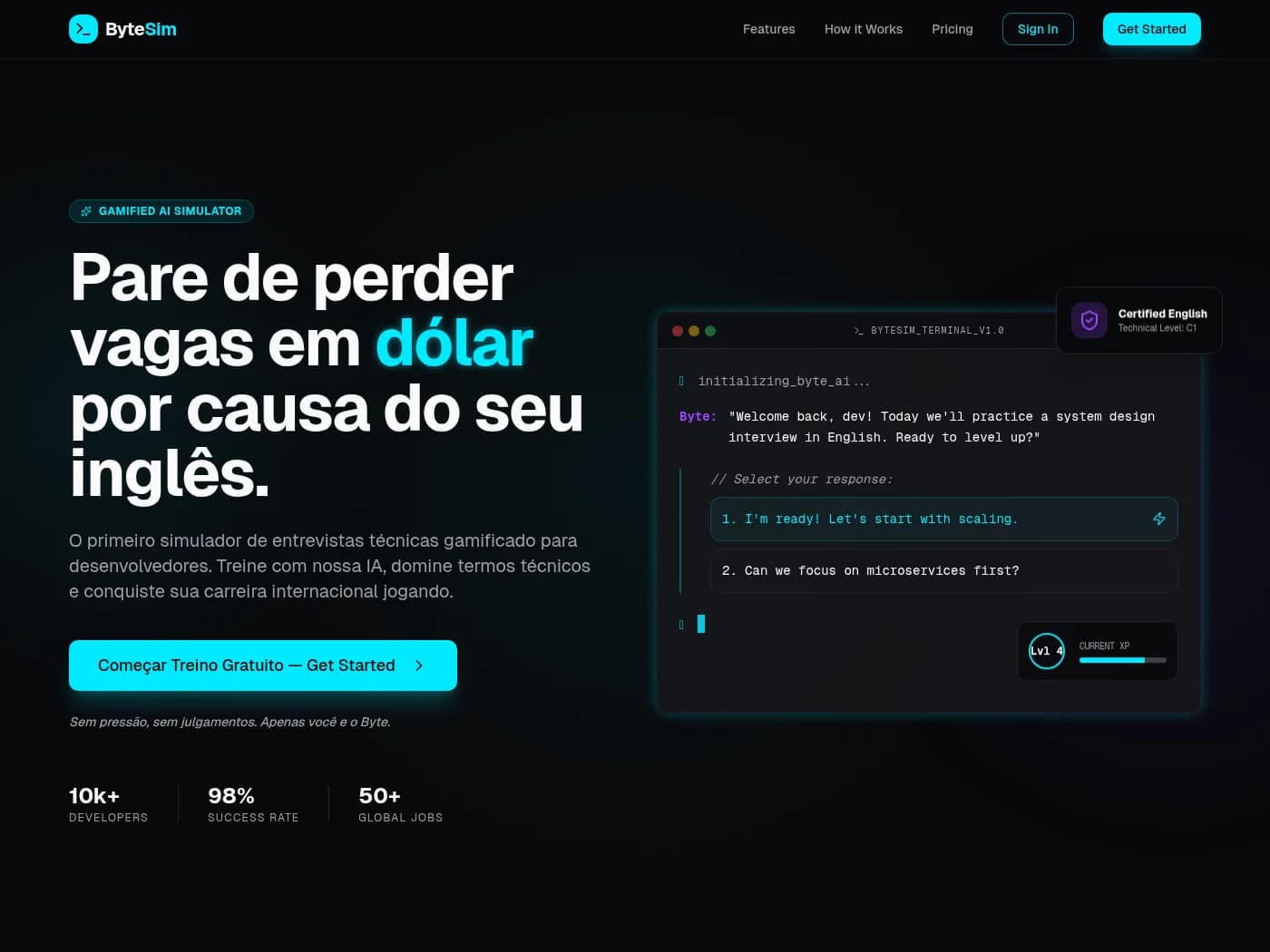 ByteSim Landing Page