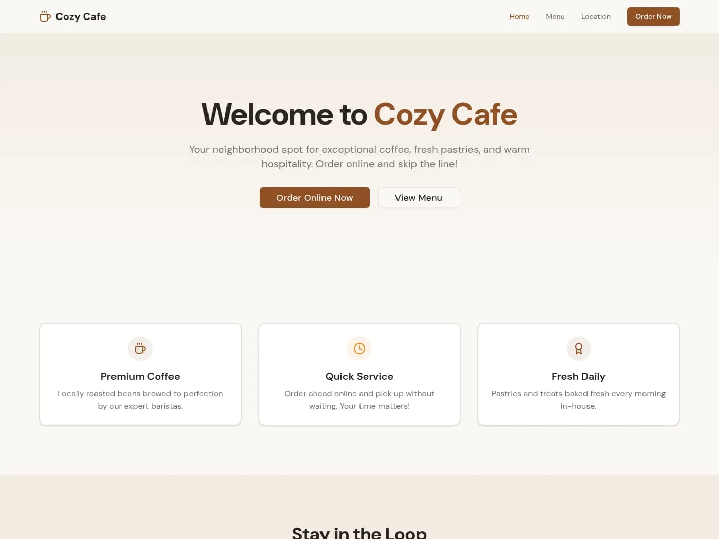 Cafe QuickOrder Web