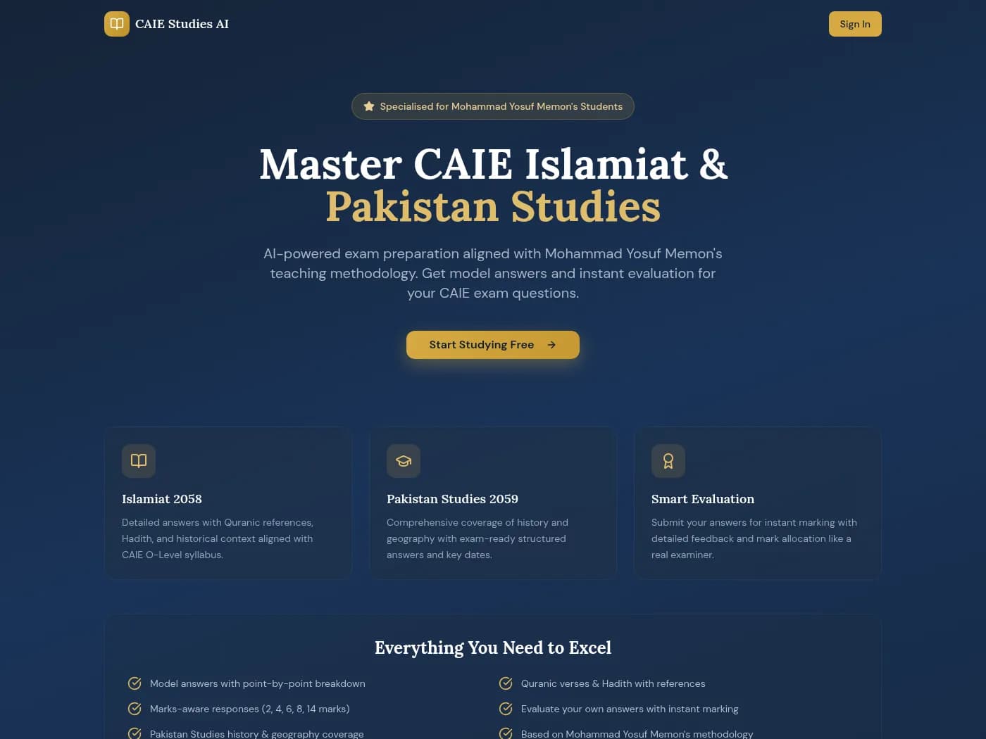 CAIE Studies AI Chatbot