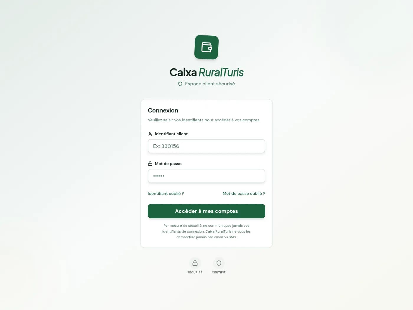 Caixa RuralTuris Client Portal