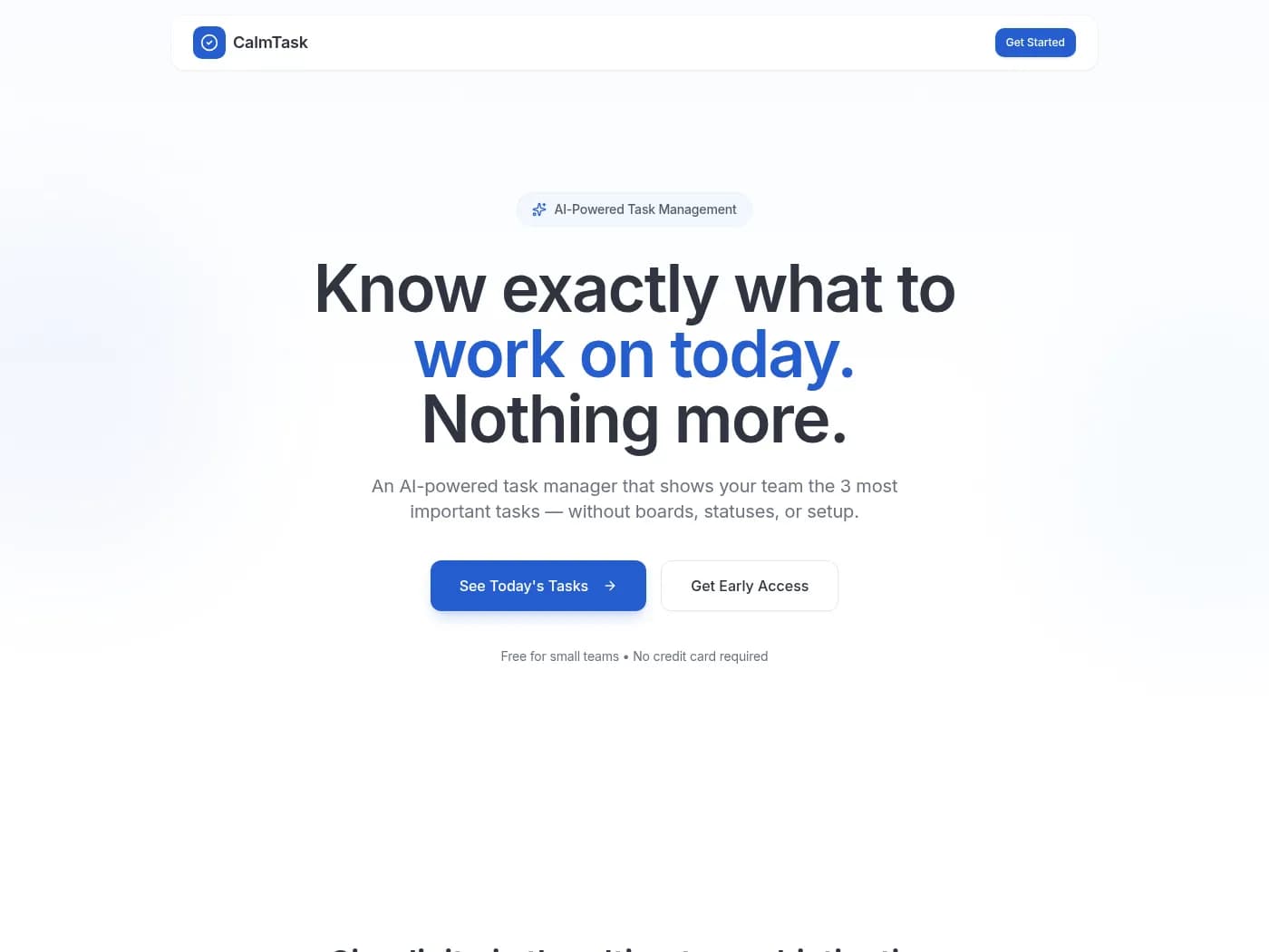 CalmTask Landing Page