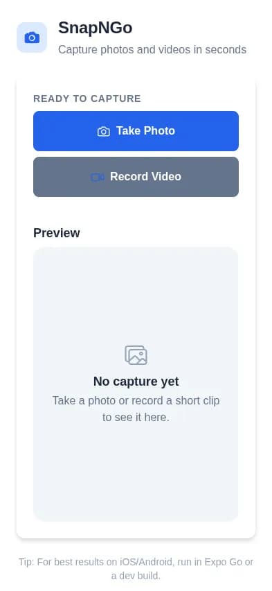 SnapNGo Camera App
