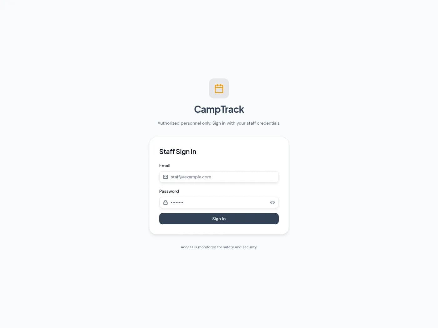 CampTrack Web Portal