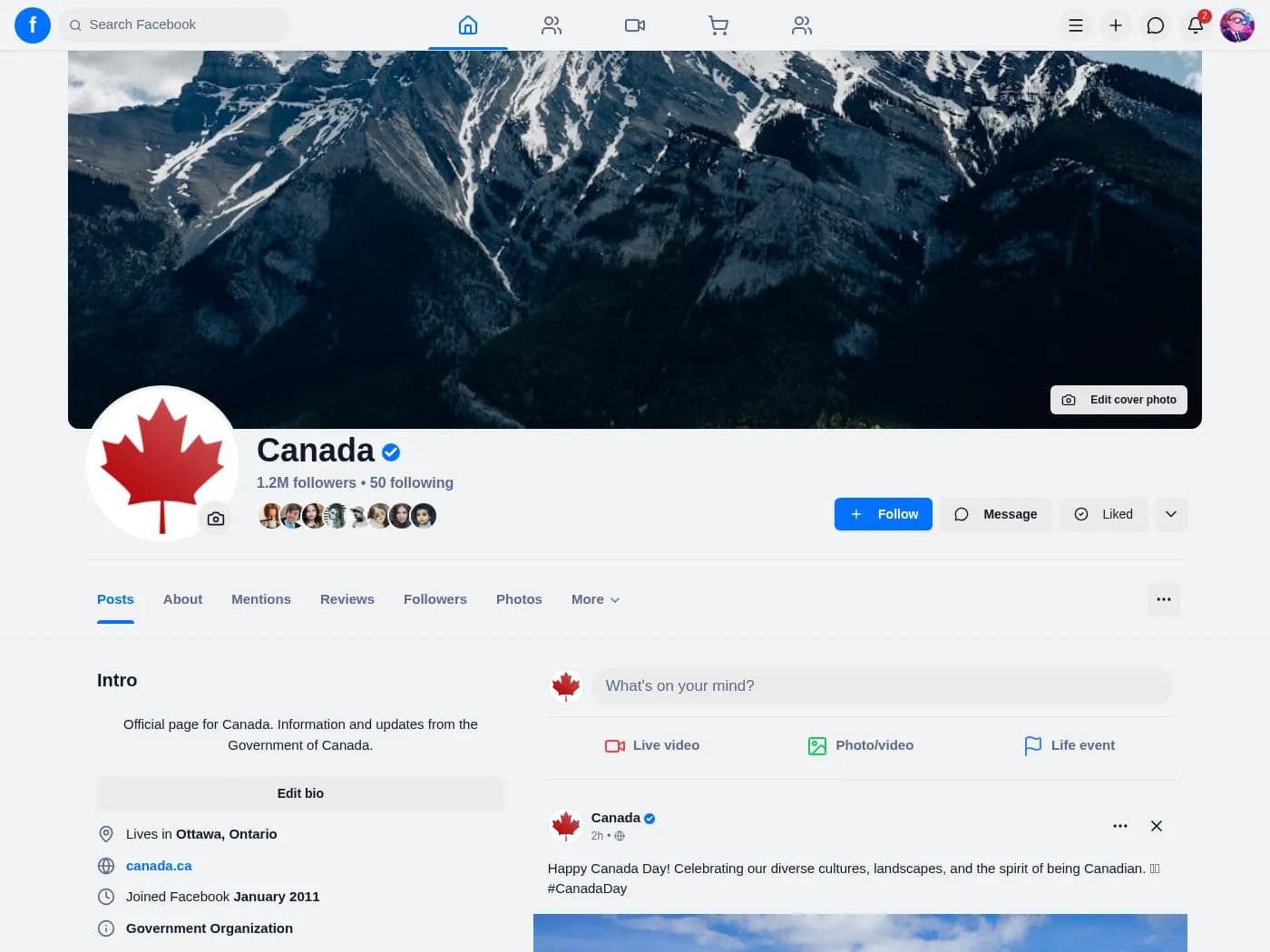 Canada Facebook Page Clone