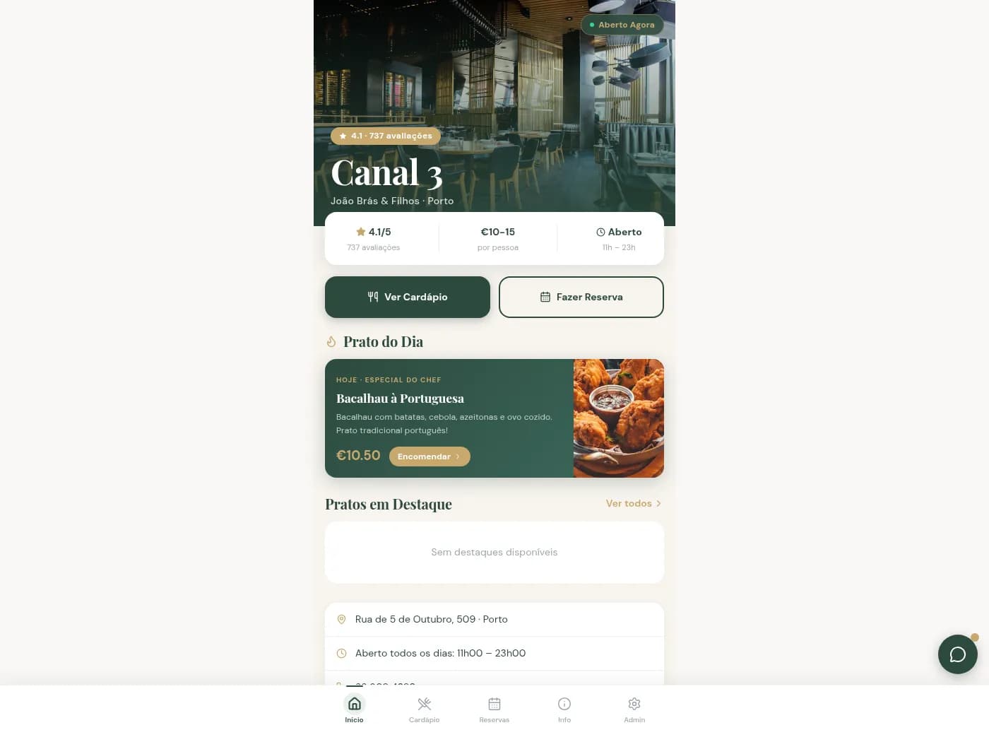 Canal 3 Restaurante App