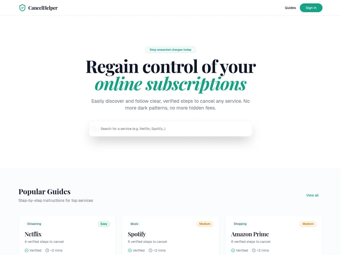 Subscription Cancel Helper