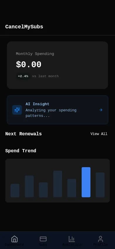 CancelMySubs Tracker