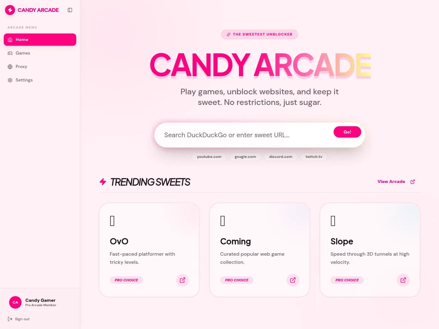 Candy Proxy Arcade