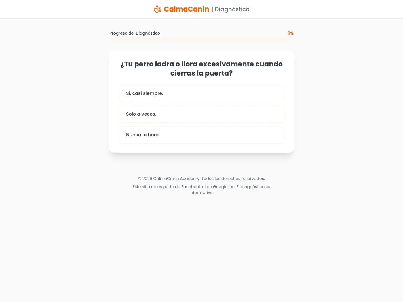 CalmaCanin Diagnóstico Web