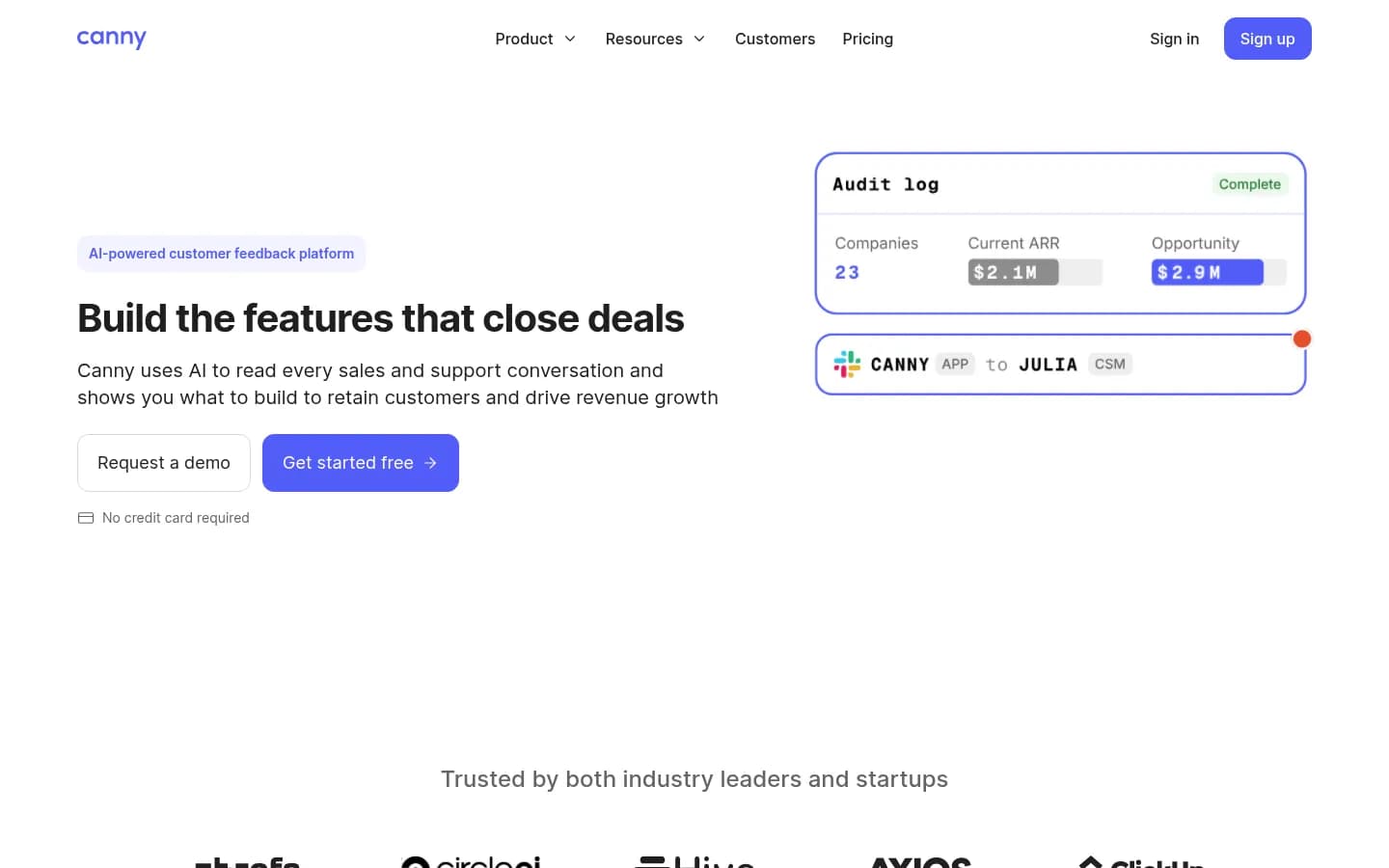 Canny customer feedback board with AI deduplication