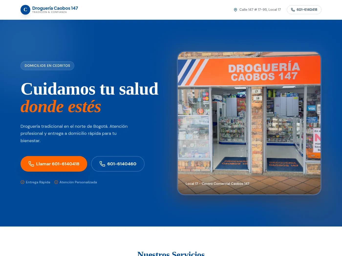 Droguería Caobos Landing