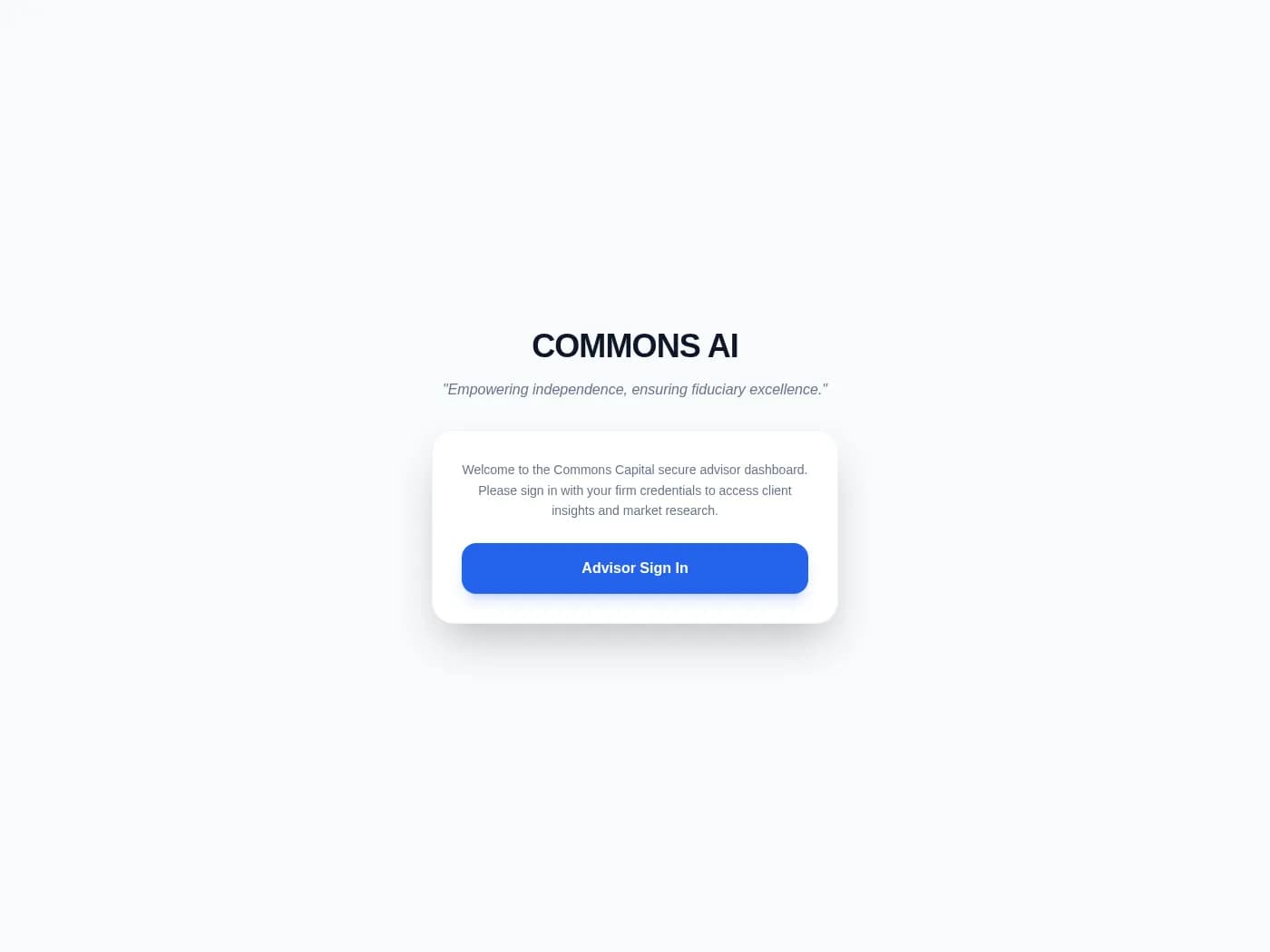 Commons Capital AI Dashboard