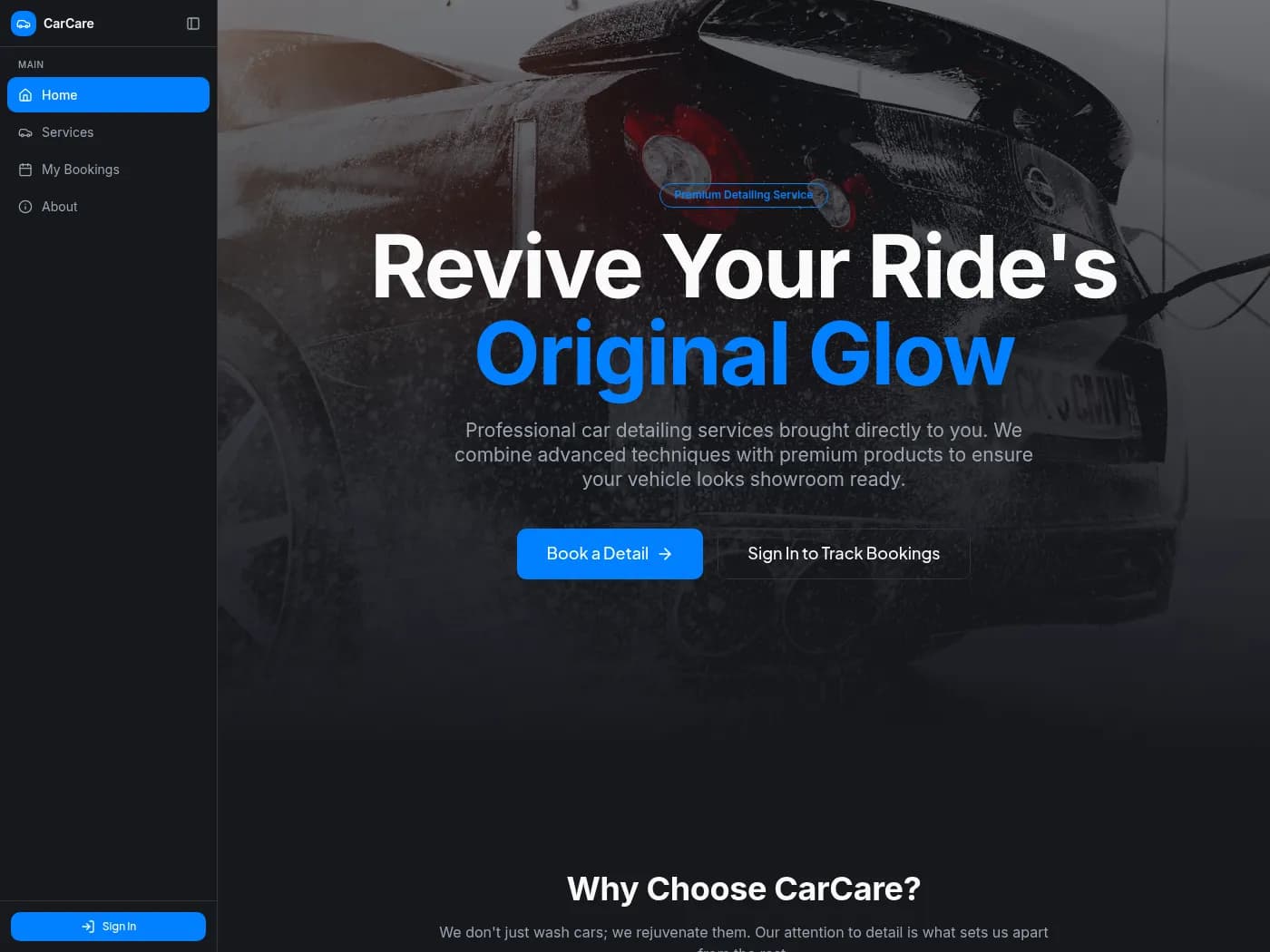CarCare Booking Site