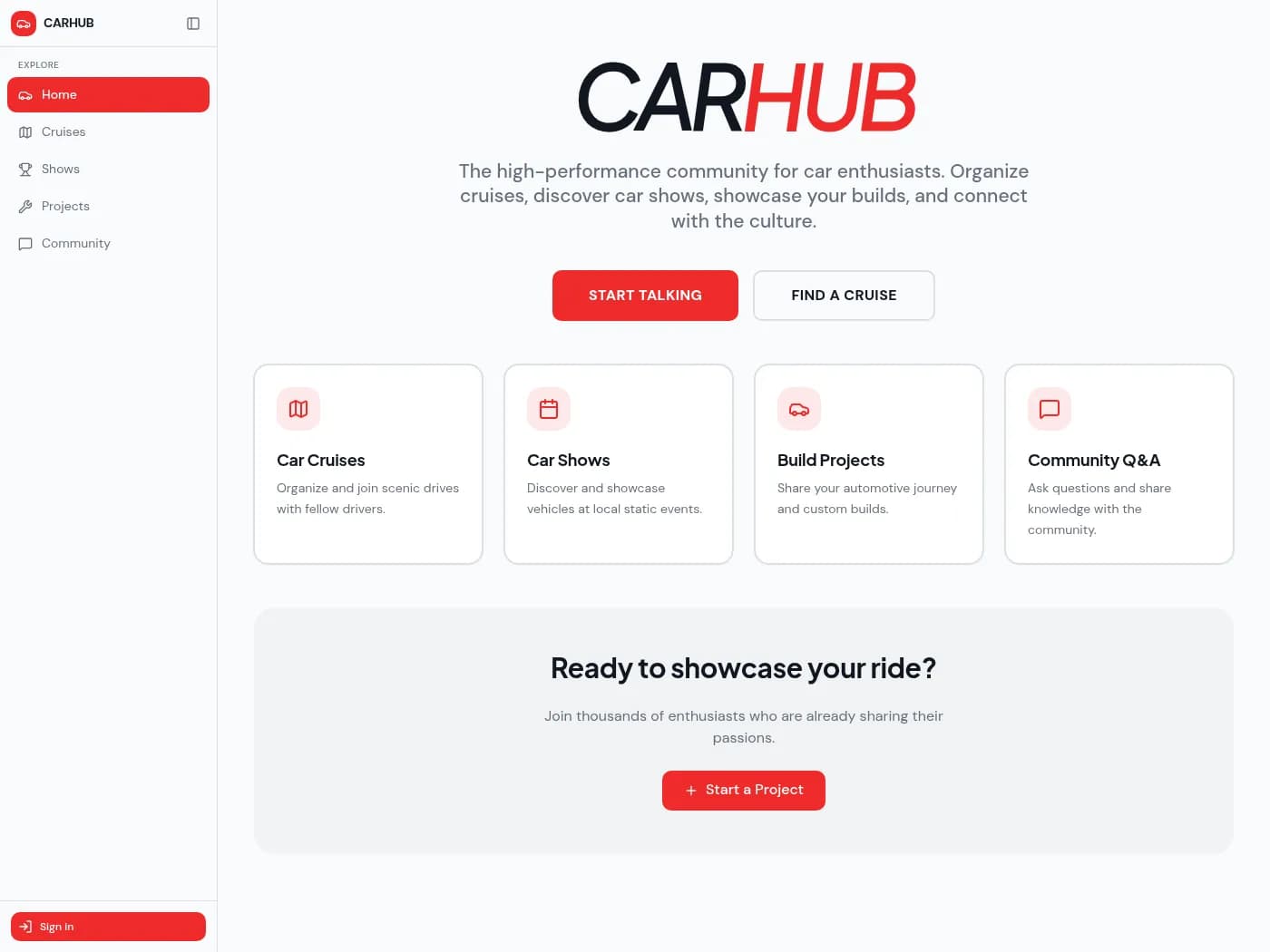 Car Enthusiast Hub
