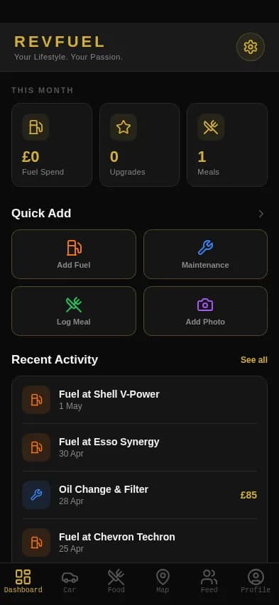 Car & Food Lifestyle Tracker