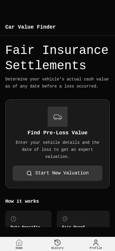 Pre-Loss Car Value Finder