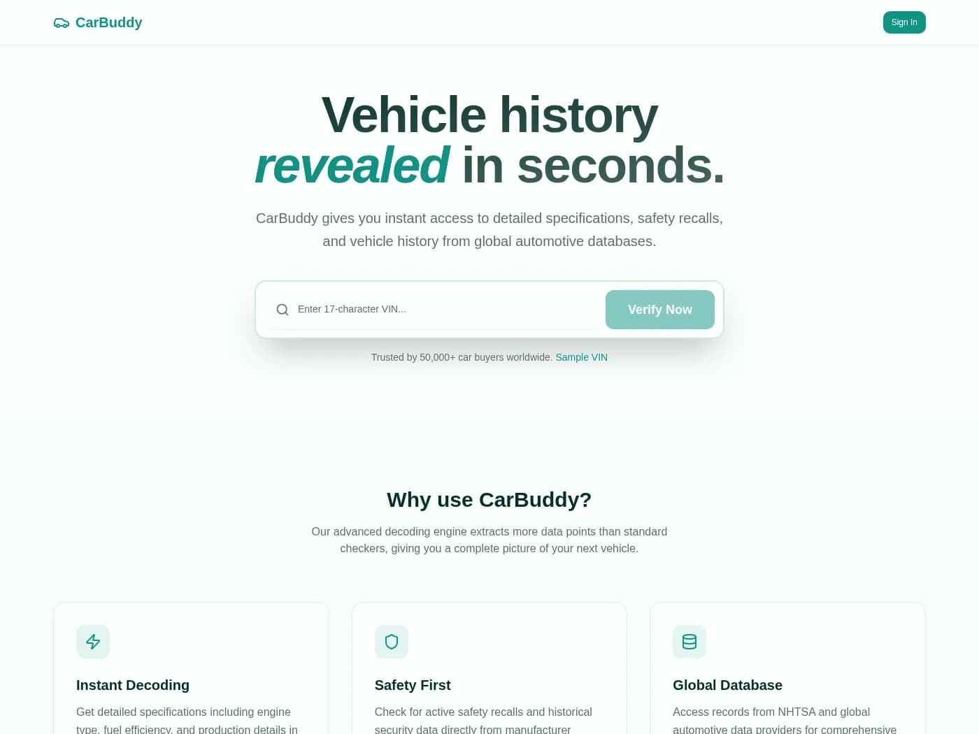 CarBuddy VIN Checker