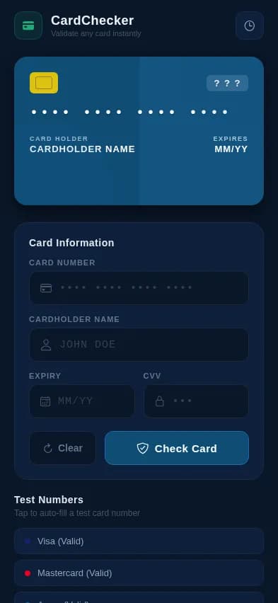 Card Checker Web