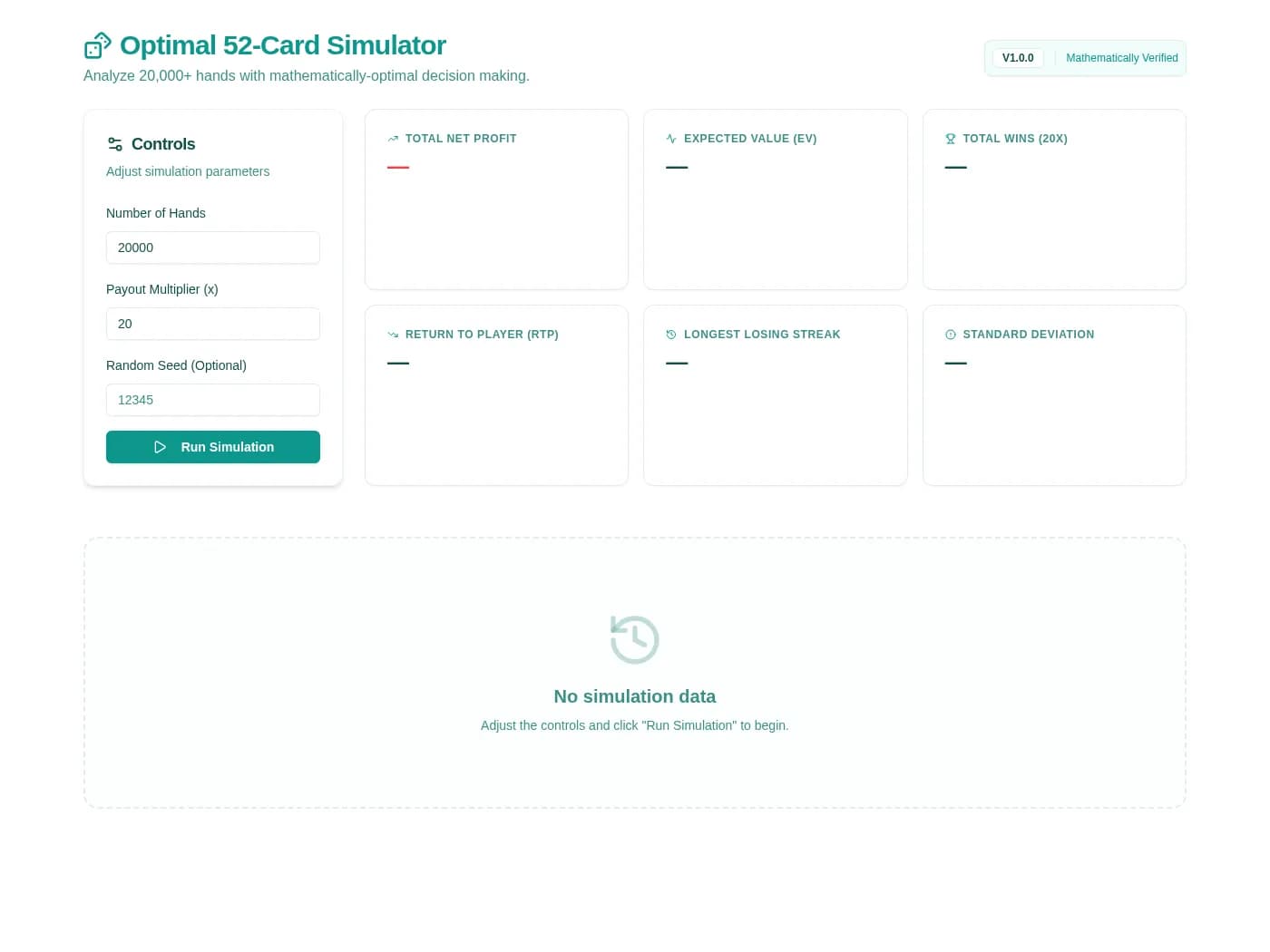 Optimal 52-Card Game Simulator