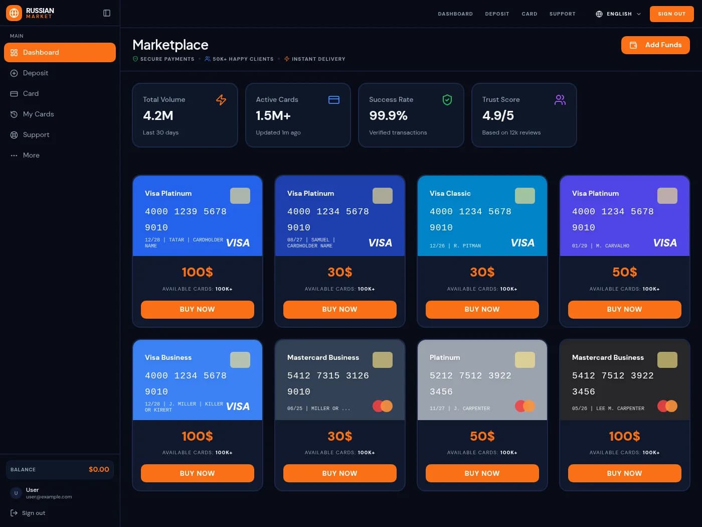 Card Seller Website