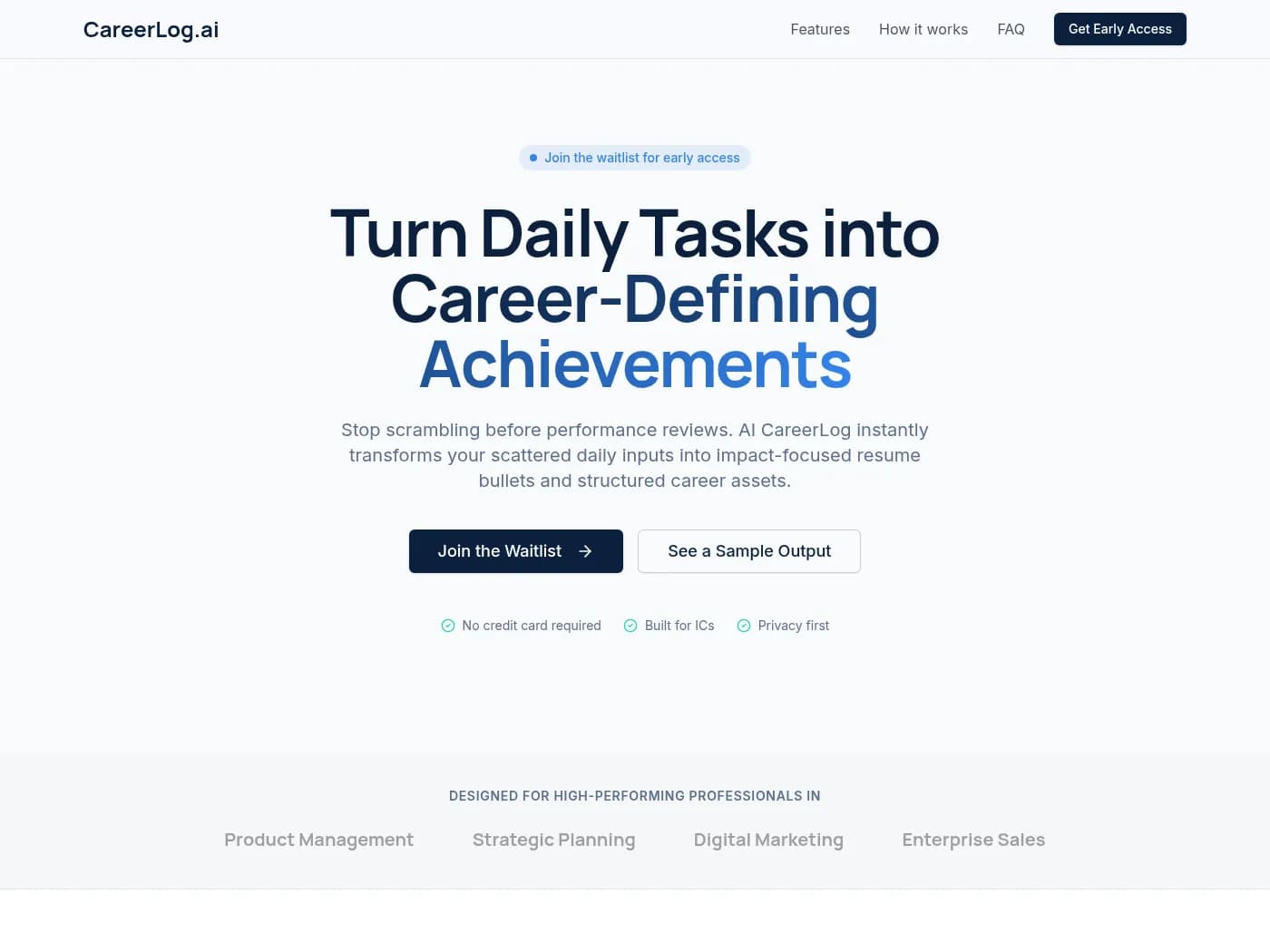 AI CareerLog Landing