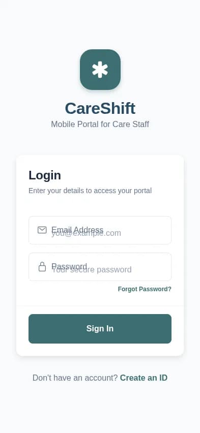 CareShift Mobile Portal