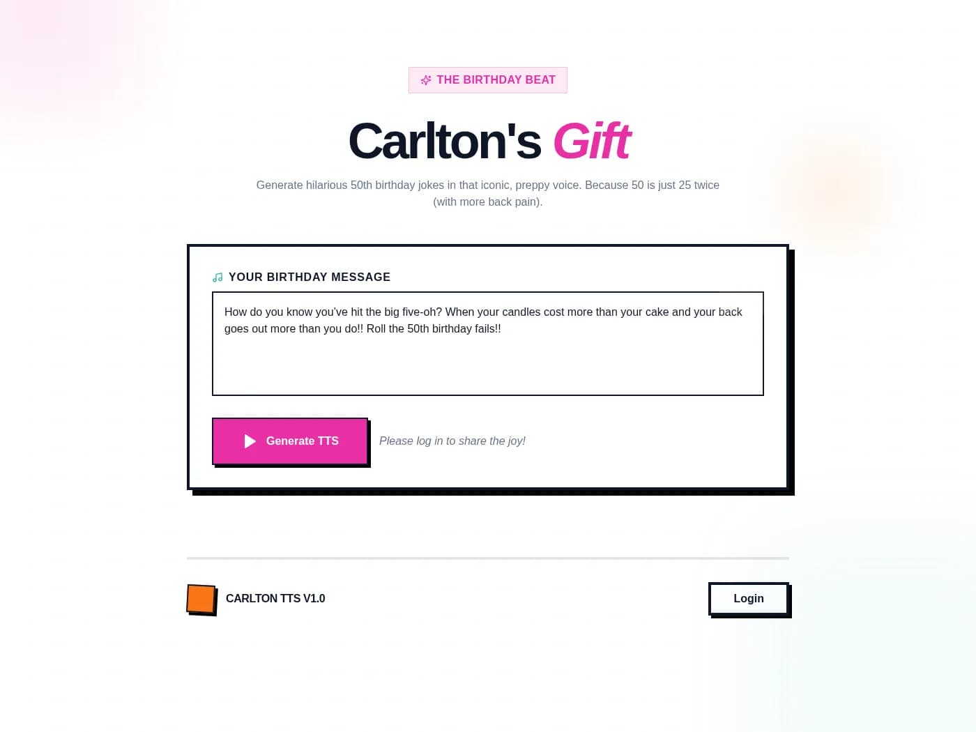 Carlton TTS Birthday App