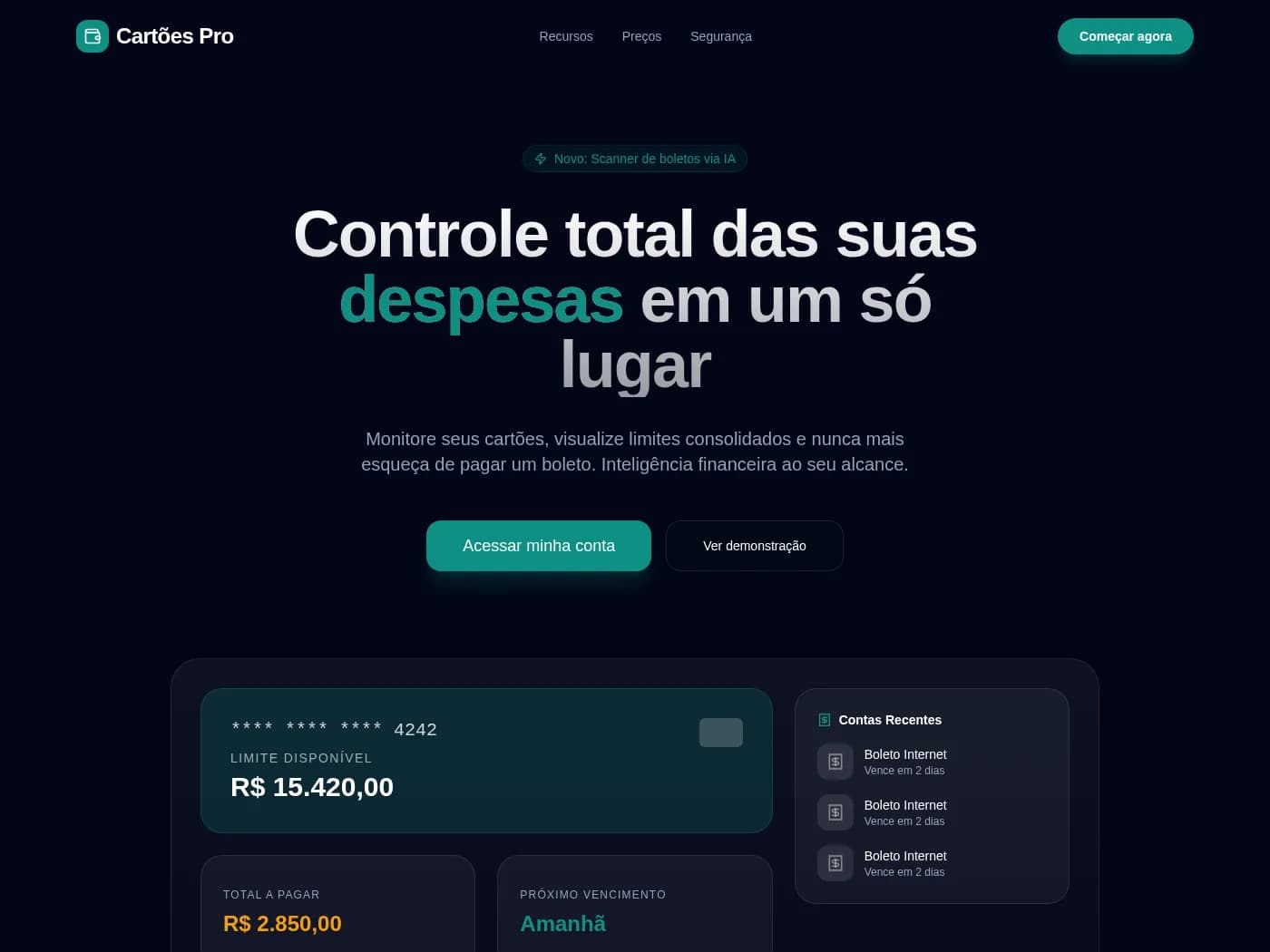 Cartões & Despesas Pro