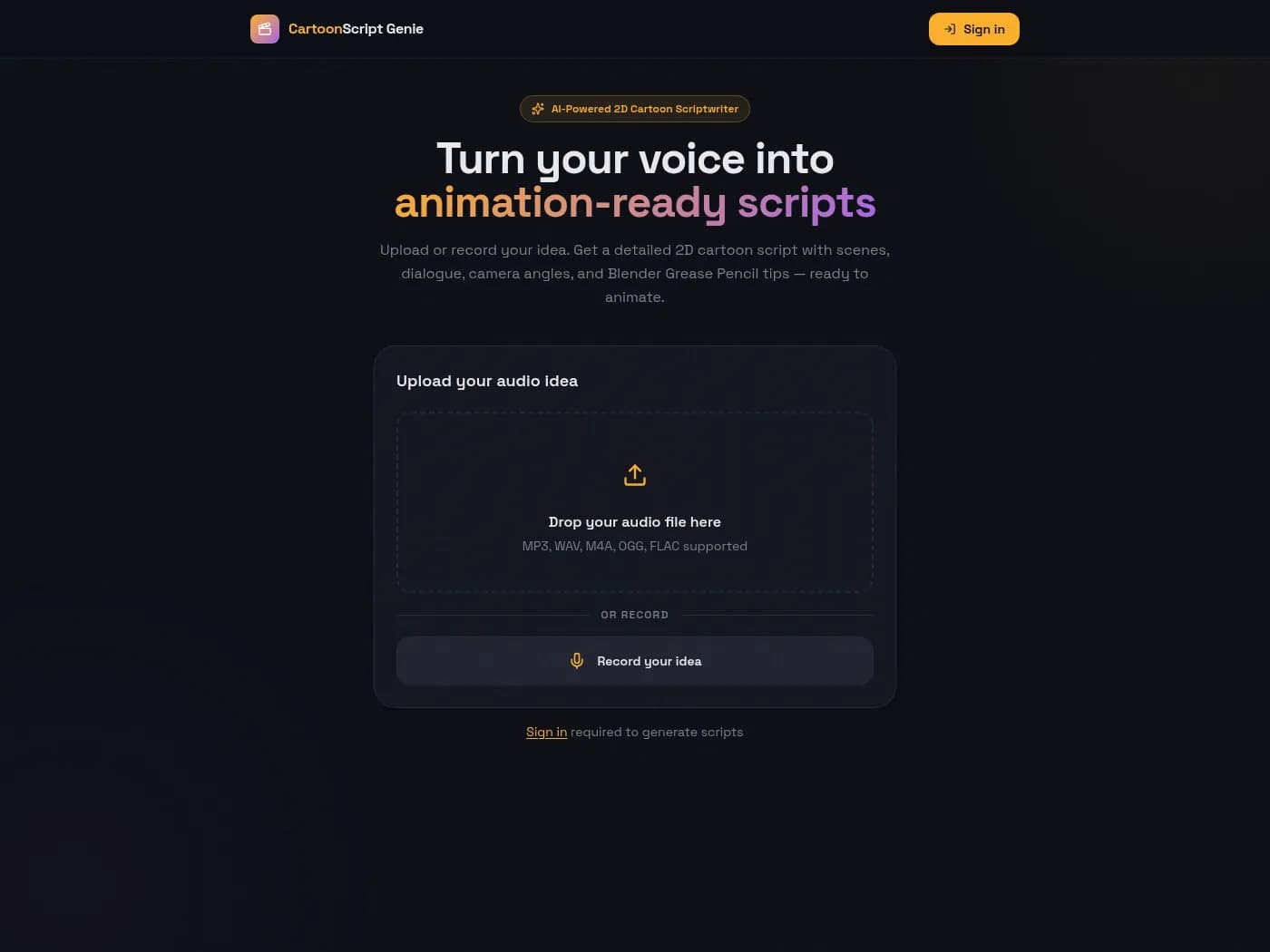 CartoonScript Genie