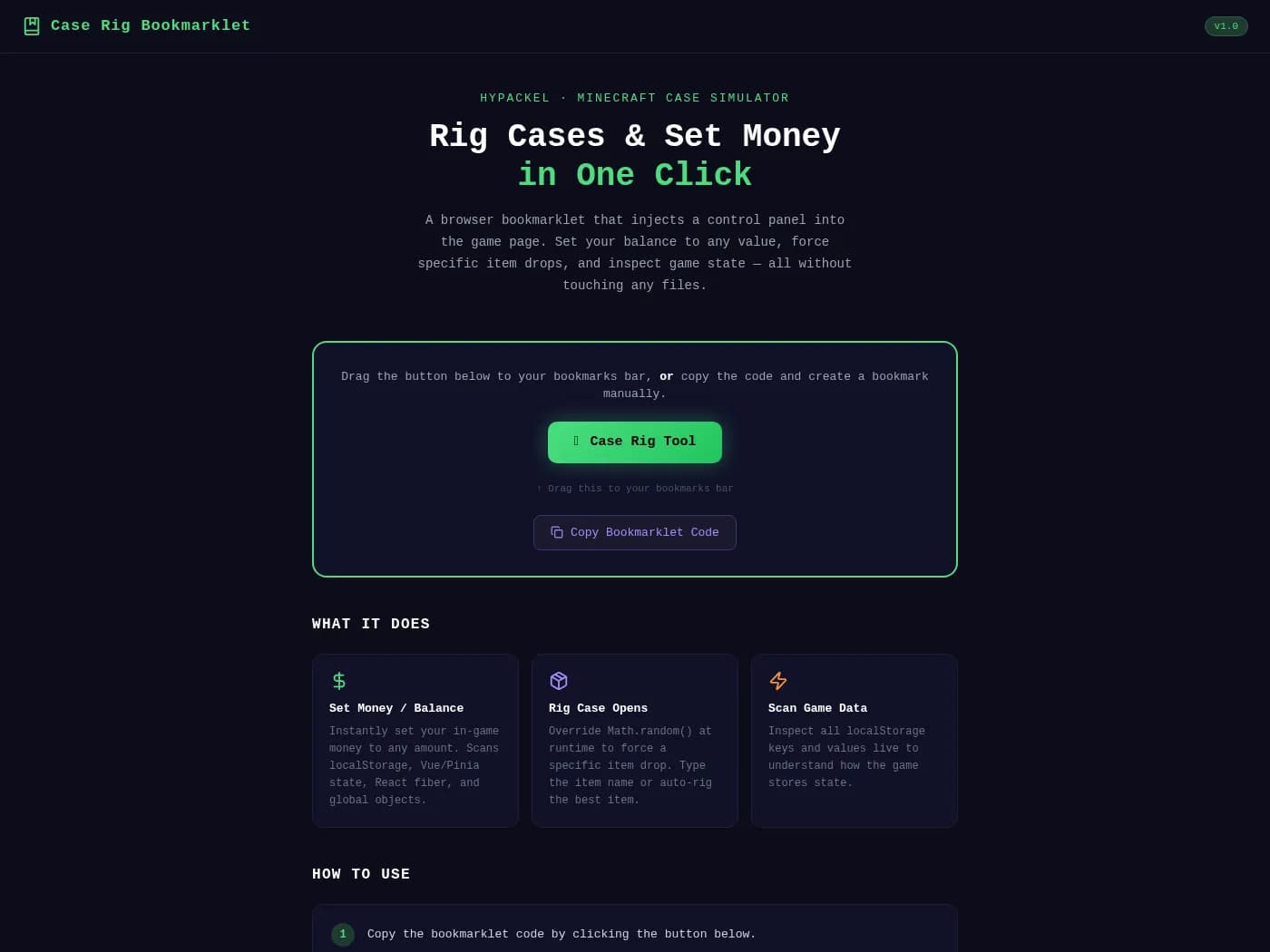 Game Case Rig Bookmarklet