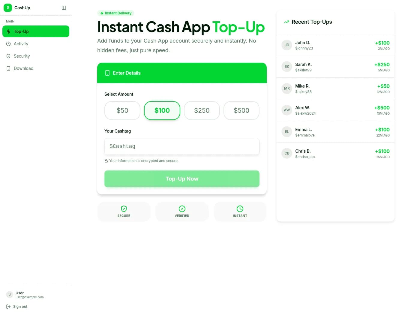 Instant Cash App Top-Up