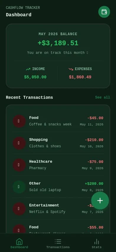 CashFlow Tracker App