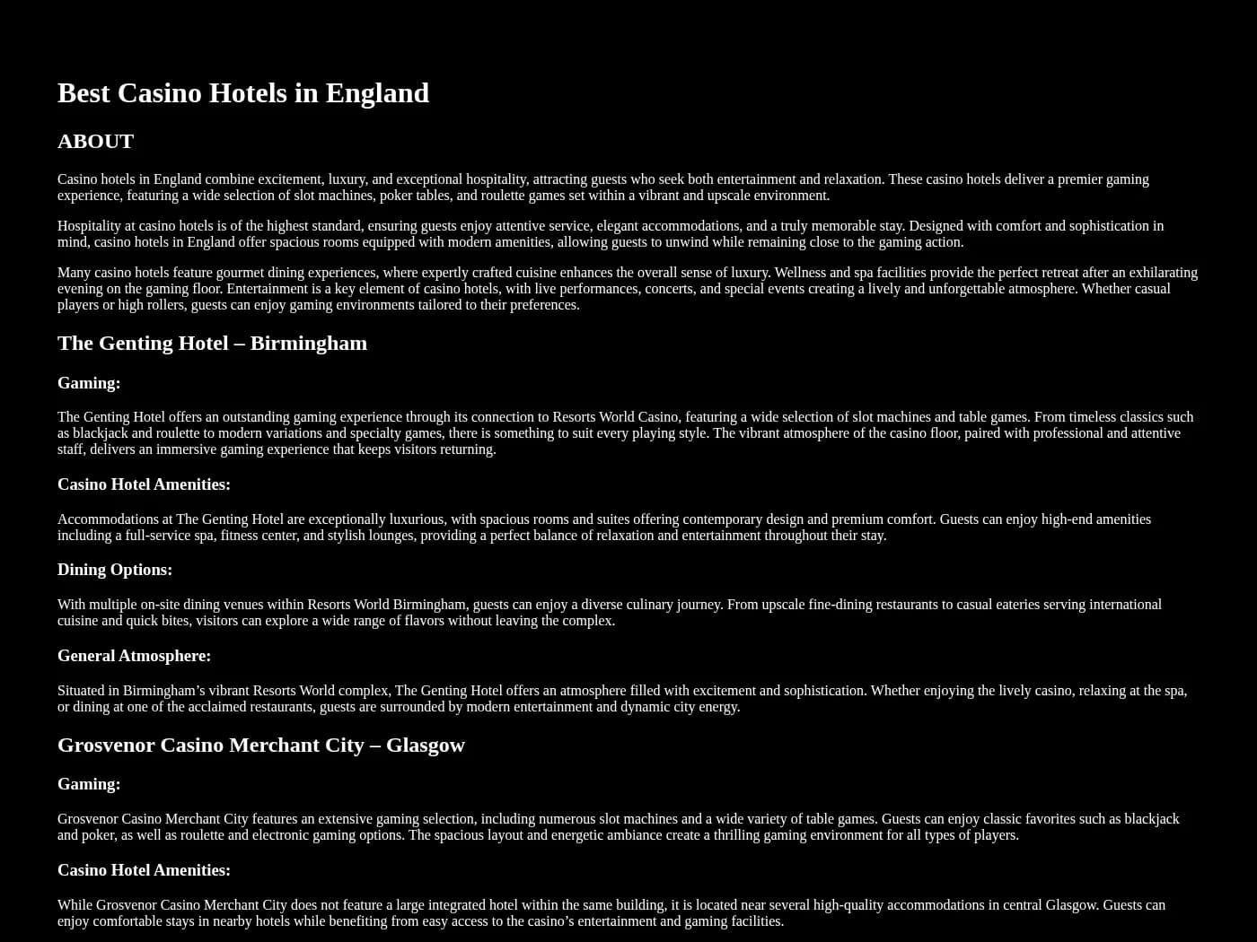 Casino Hotel Guide