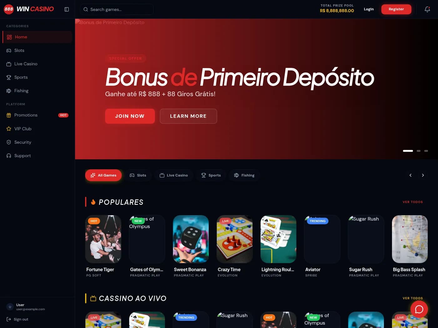 888Win Casino Landing
