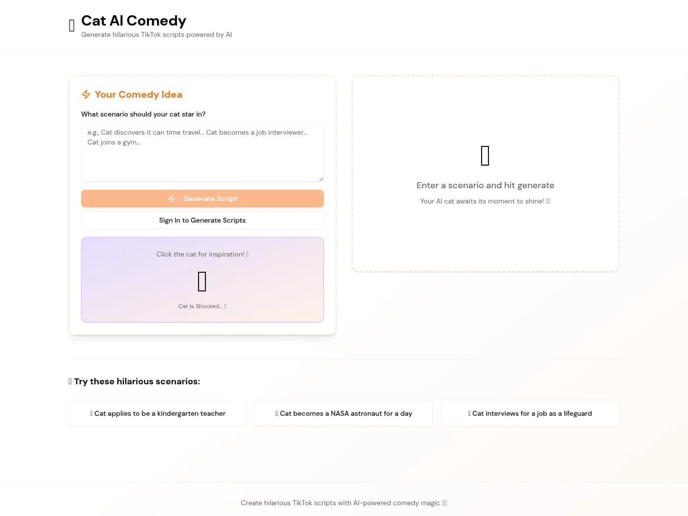 Cat AI Comedy Script
