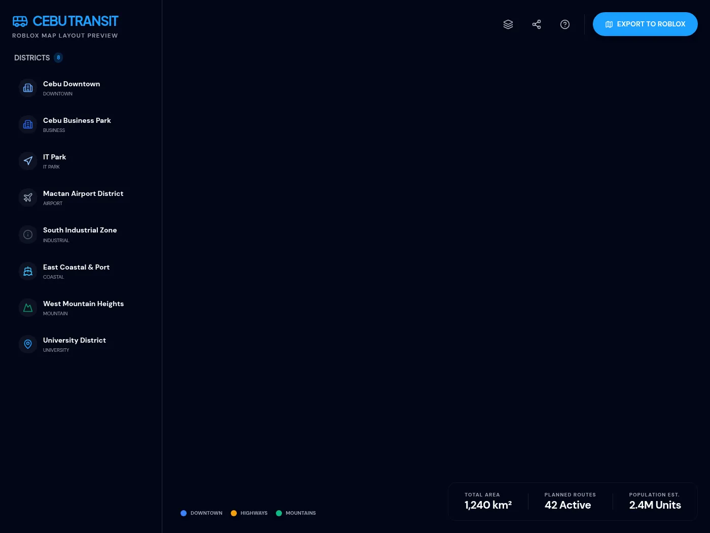 Cebu Transit Simulator Map