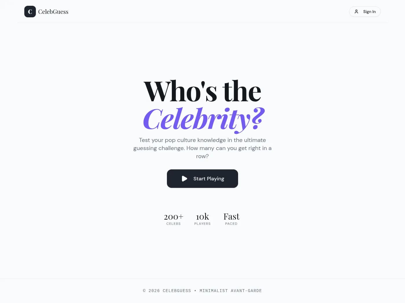 Celebrity Guess Game