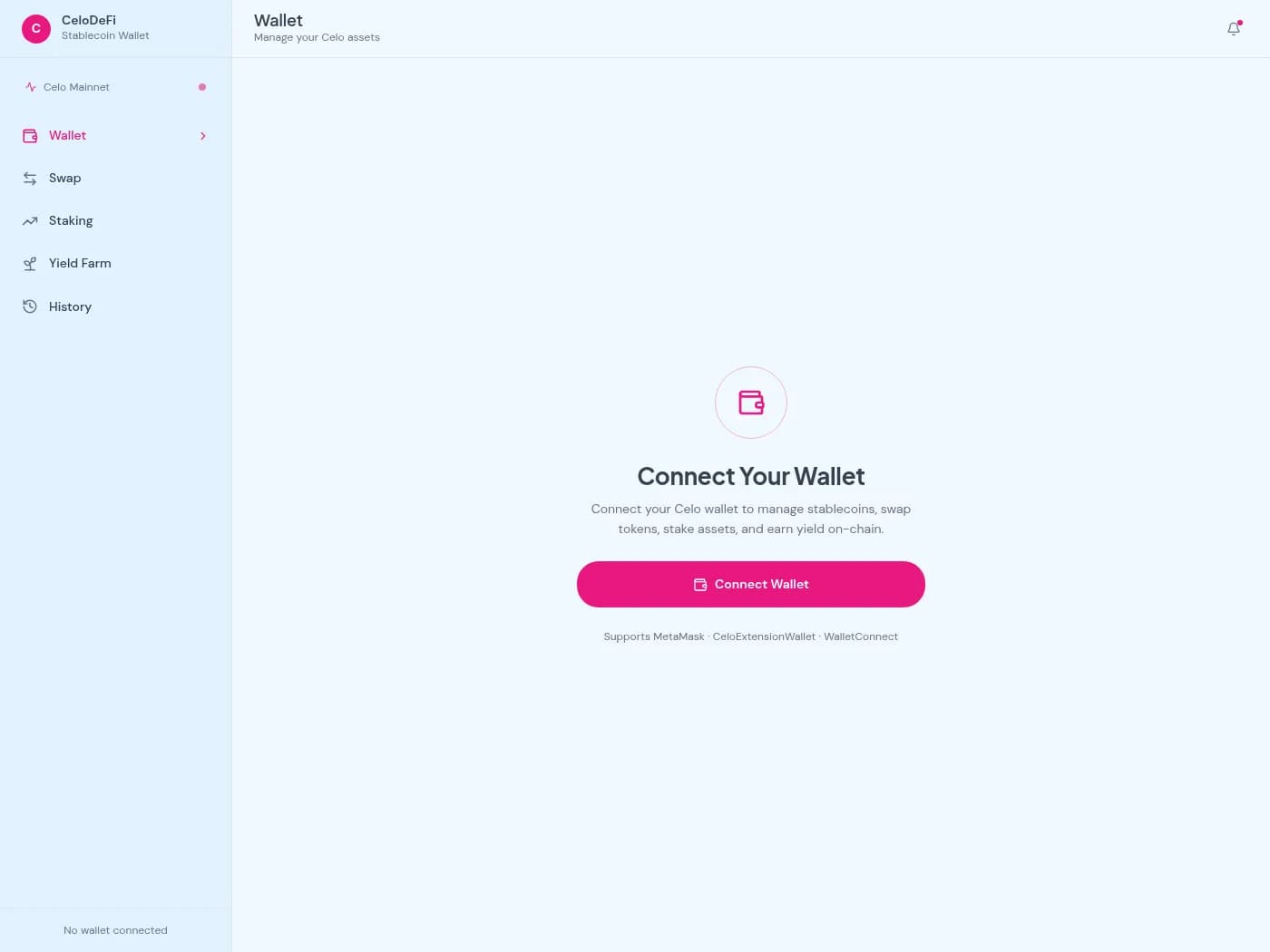 Celo DeFi Stablecoin Wallet